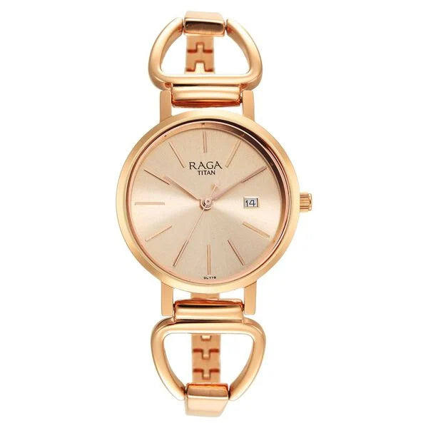 Titan Rose Gold Dial Quartz Analog with Date Women's Watch, 2669WM01