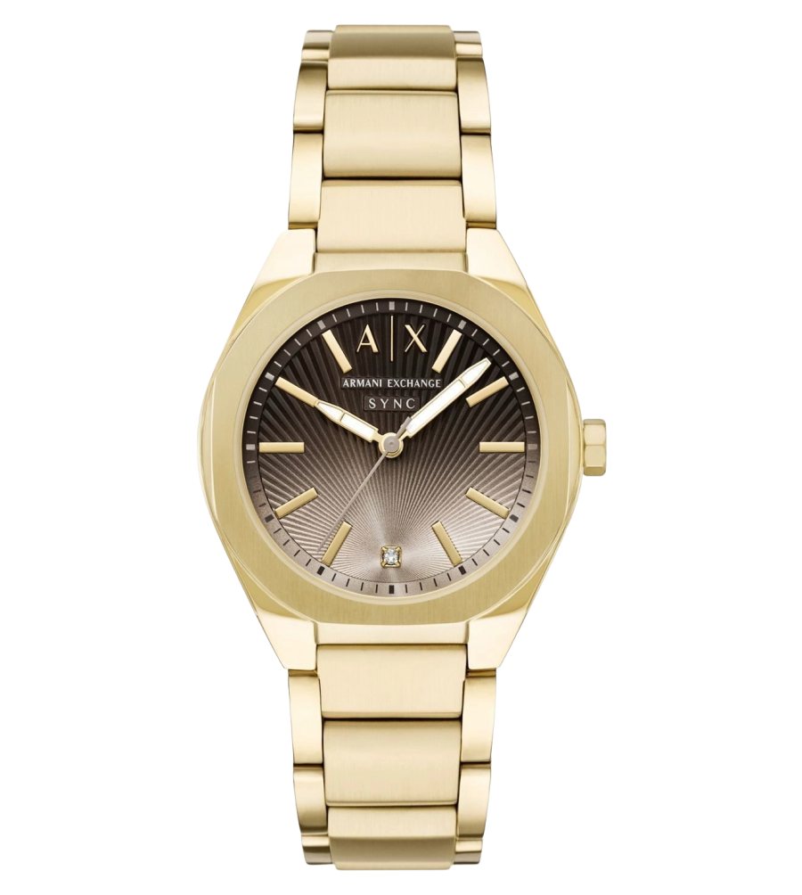Armani Exchange Quartz Gold Dial Analog Stainless Steel Women's Watch,