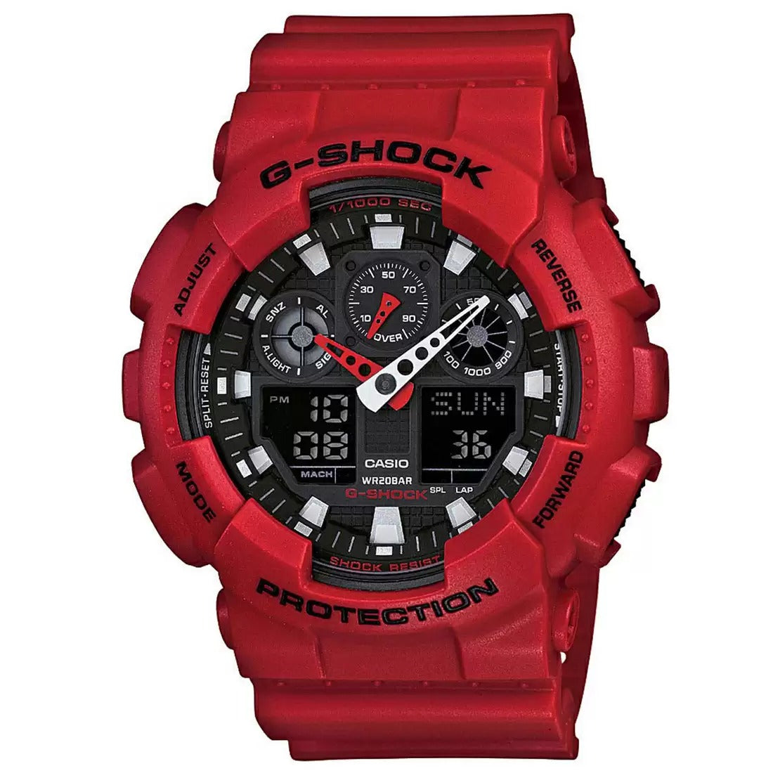 Casio G-Shock Red Analog-Digital Countdown Timer, GA-100B-4ADR-G344 ...