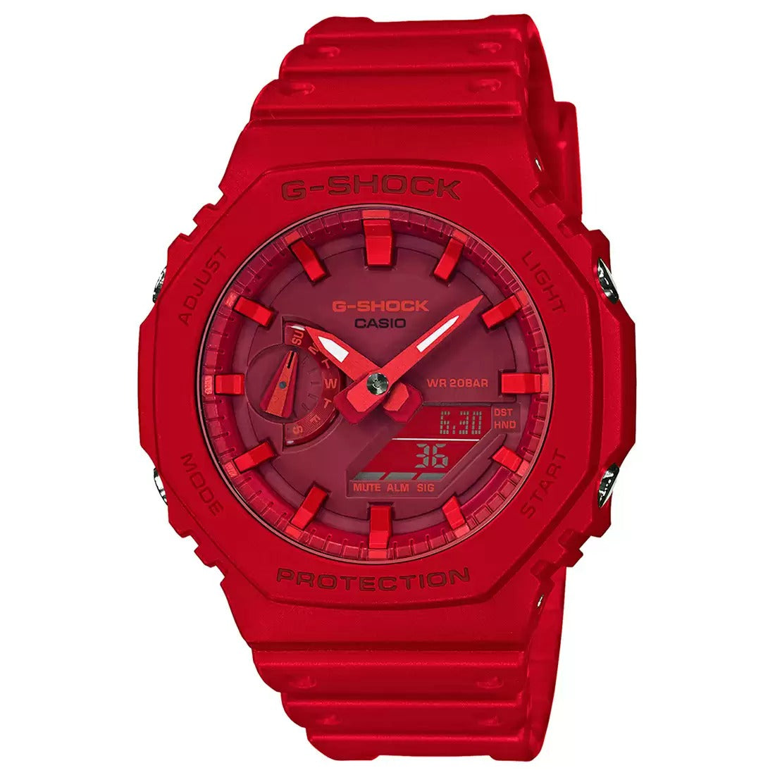 Casio G-Shock Red Carbon Core Guard Double LED Light, GA-2100-4ADR-G988