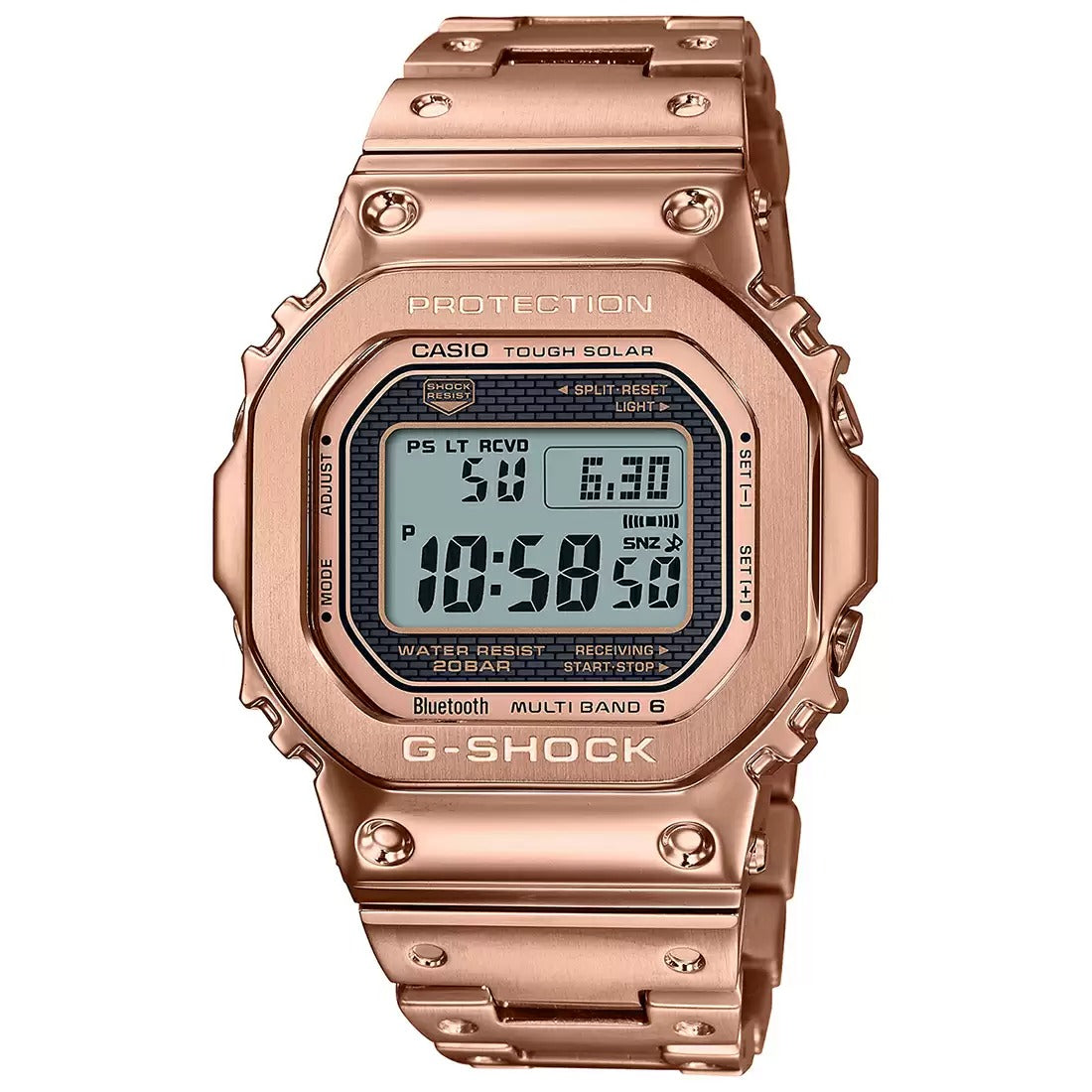 Casio G-Shock Rose Gold Digital Time calibration signal reception, GMW ...