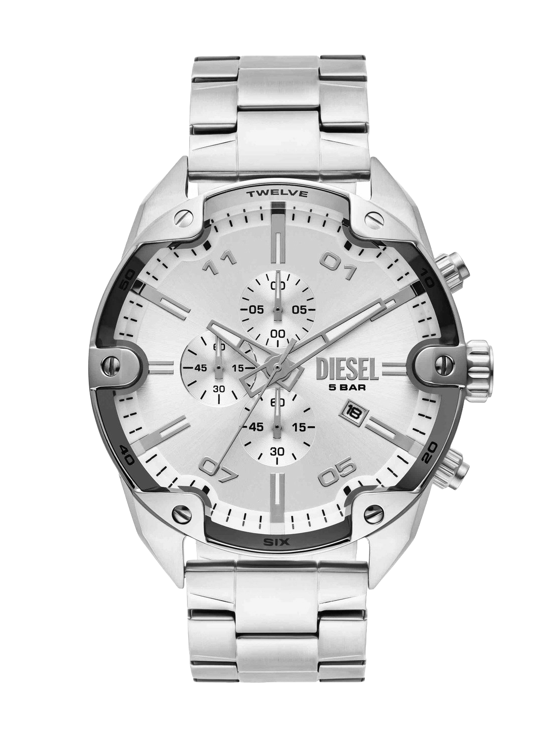 Diesel Quartz Silver Dial Chronograph Stainless Steel Men's Watch, DZ4