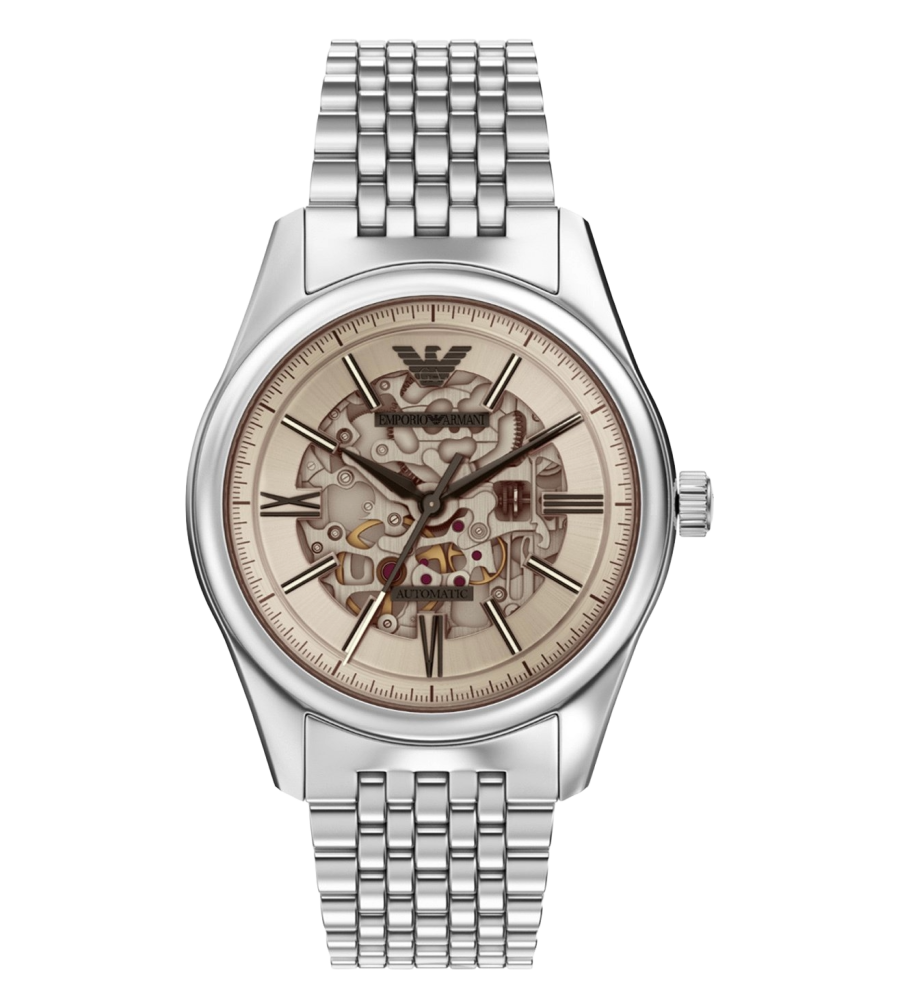 Emporio Armani Automatic Beige Dial Analog Stainless Steel Men's Watch