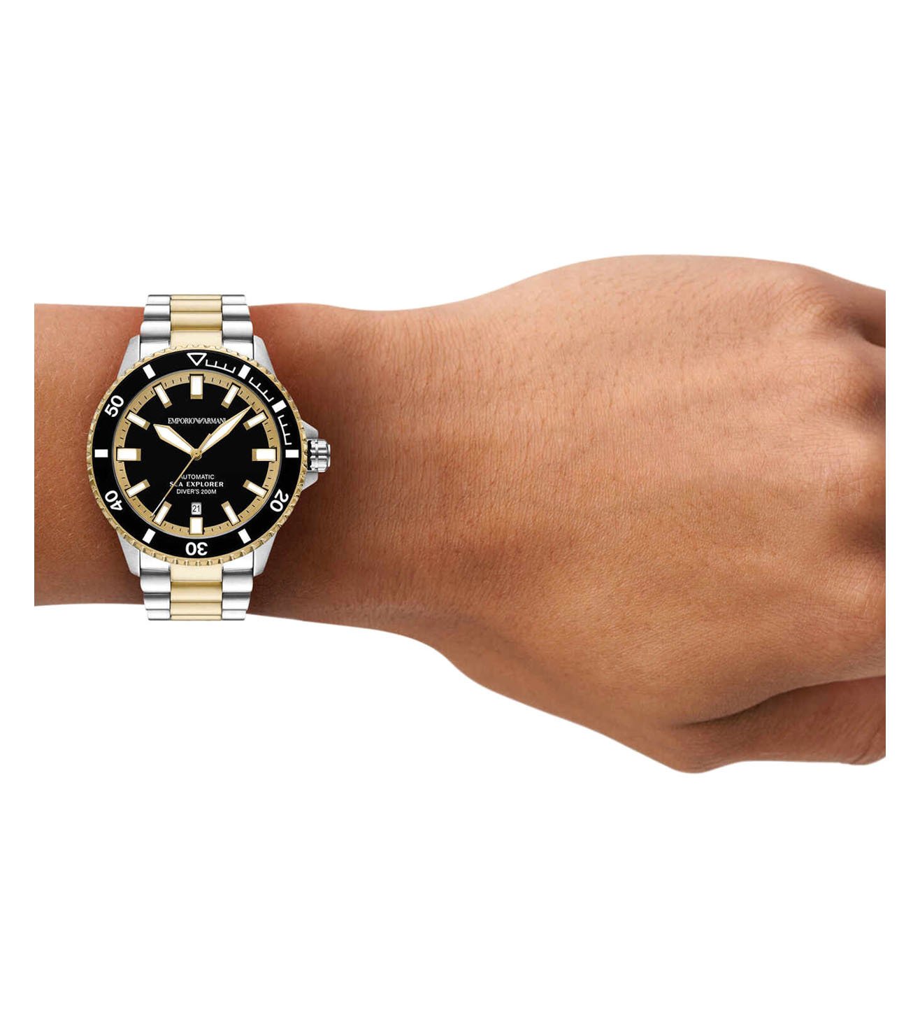 Emporio Armani Automatic Black Dial Analog Stainless Steel Men's Watch