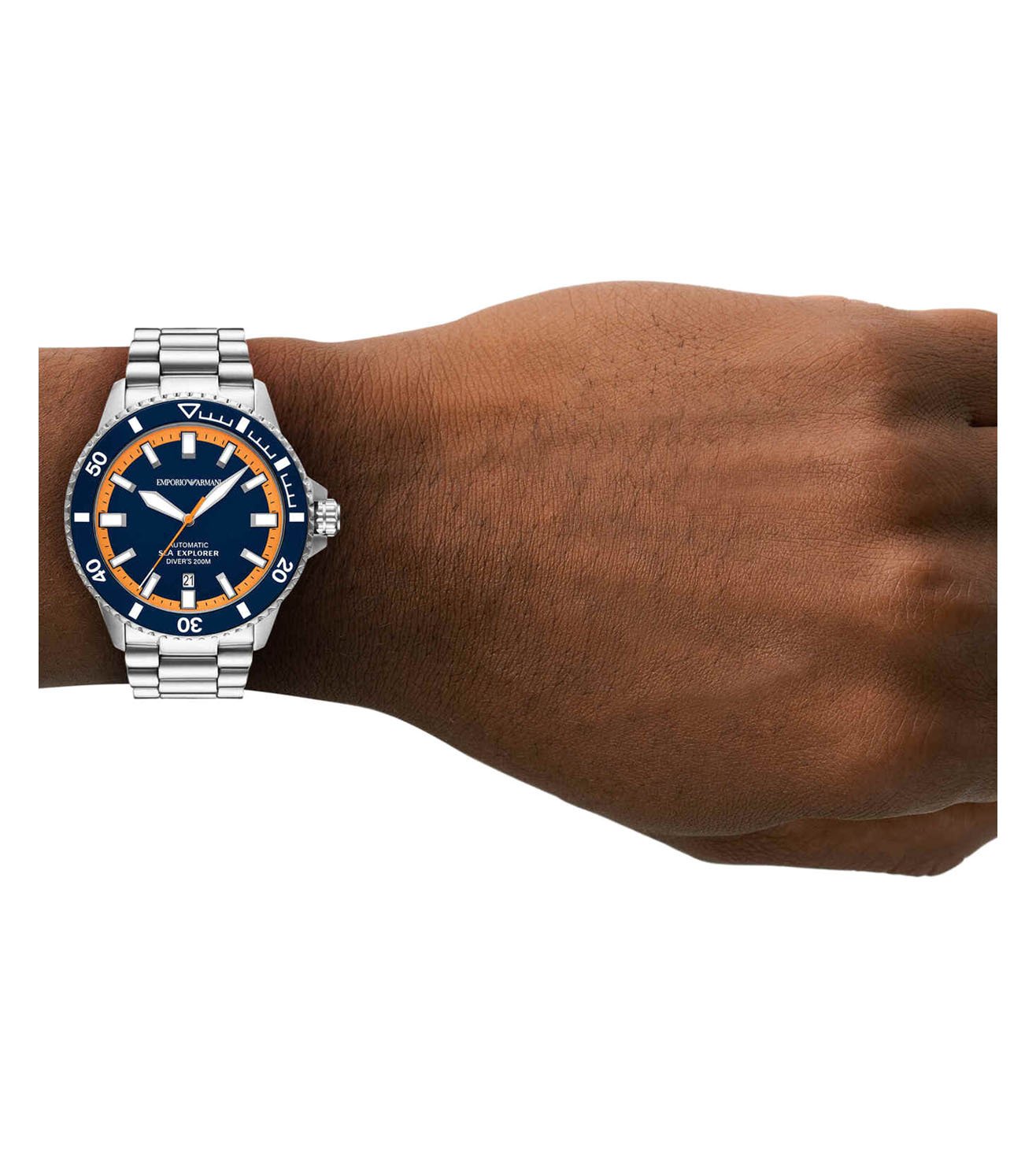Emporio Armani Automatic Blue Dial Analog Stainless Steel Men's Watch,