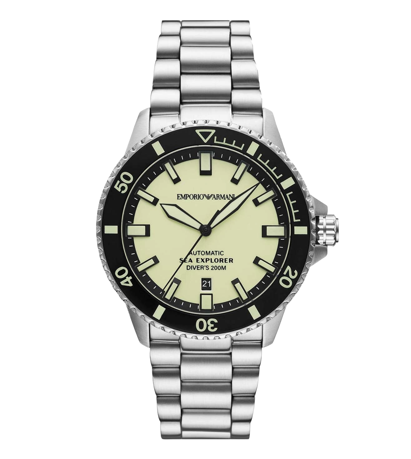 Emporio Armani Mechanical Yellow Dial Analog Stainless Steel Men's Wat