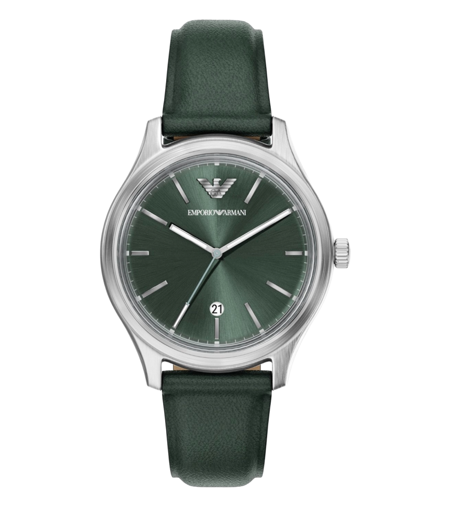 Emporio Armani Quartz Green Dial Analog Leather en's Watch, AR11749