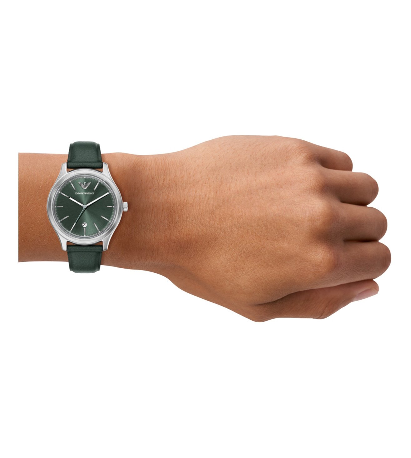 Emporio Armani Quartz Green Dial Analog Leather en's Watch, AR11749