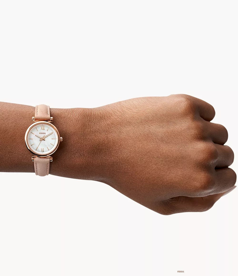 Fossil Carlie Mini Three-Hand Blush Leather Women's Watch, ES4699