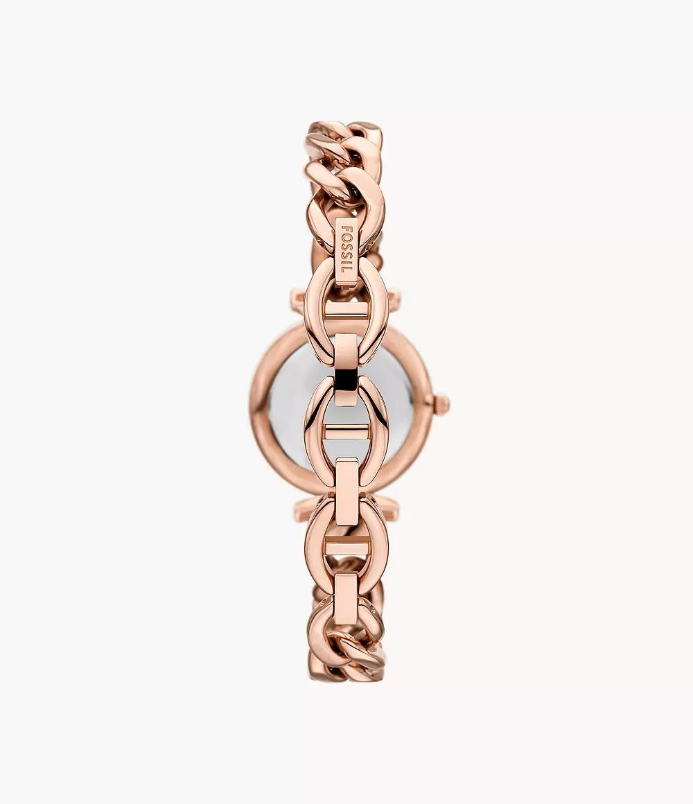 Fossil Carlie Three-Hand Rose Gold-Tone Stainless Steel Watch and Brac