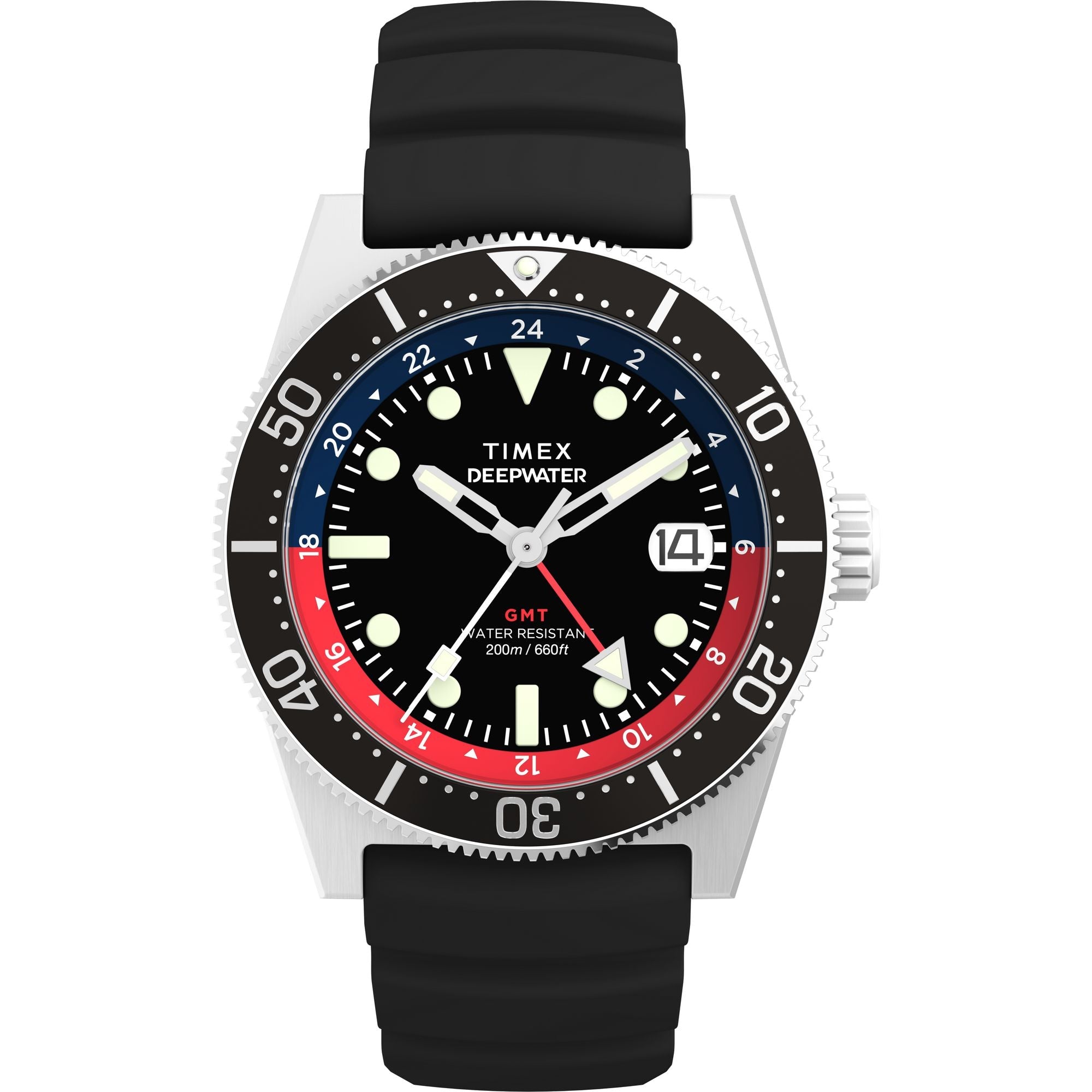 Timex Deepwater Reef 200 GMT 41mm Synthetic Rubber Strap Men's Watch,