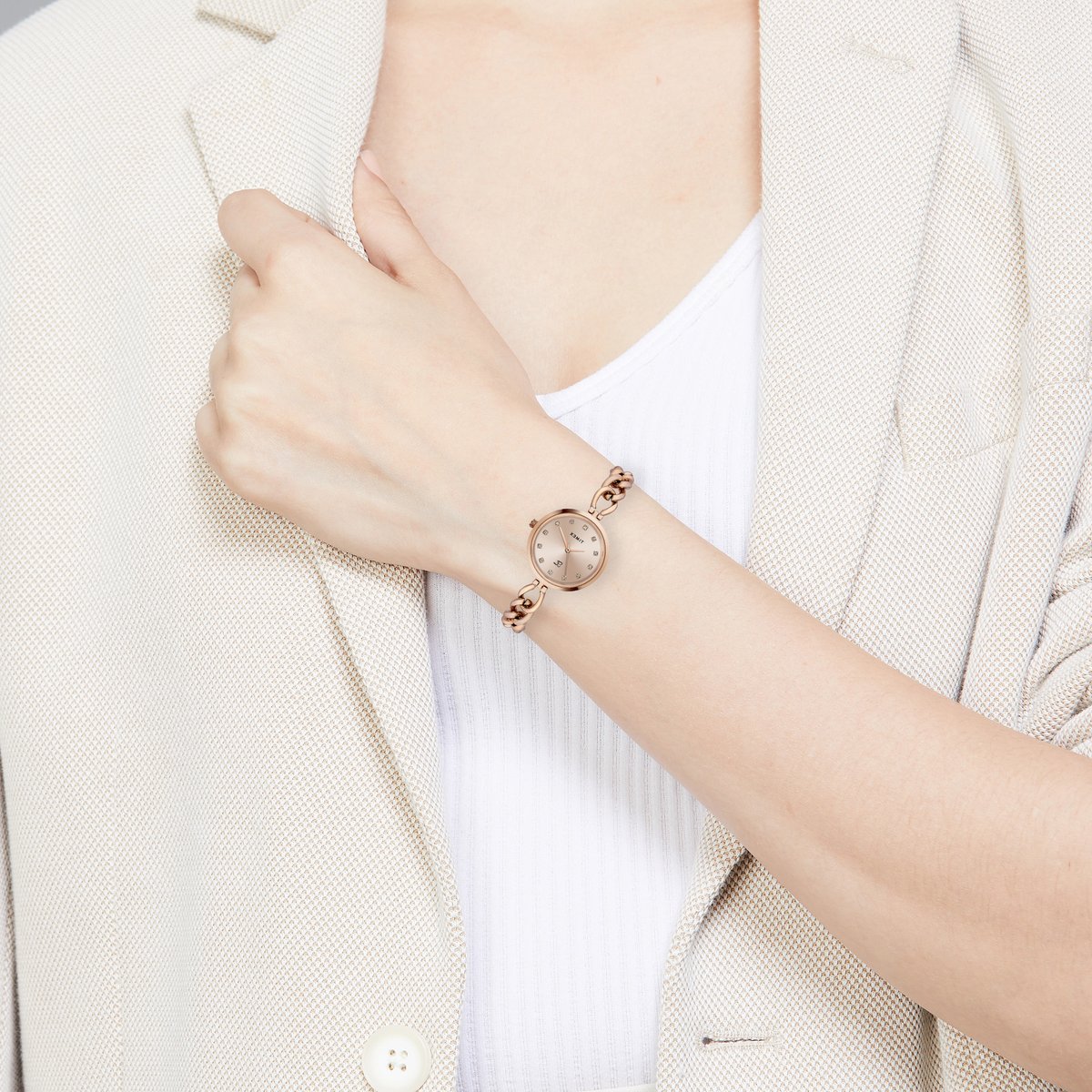 Timex Fria Rose Gold Round Dial Analog Women's Watch, TWEL23803