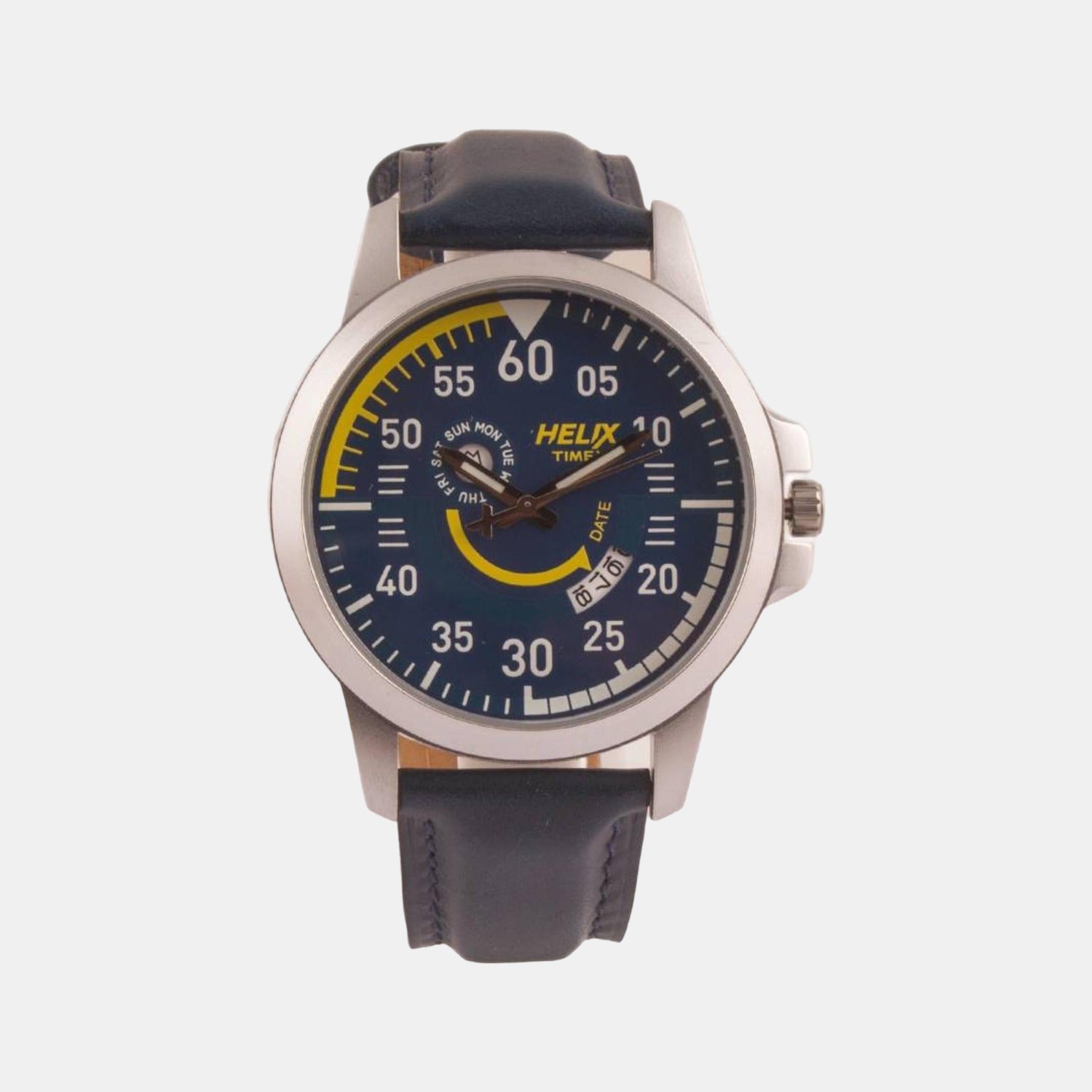 Timex Helix Quartz Blue Dial Analog Leather Men's Watch, TW023HG12