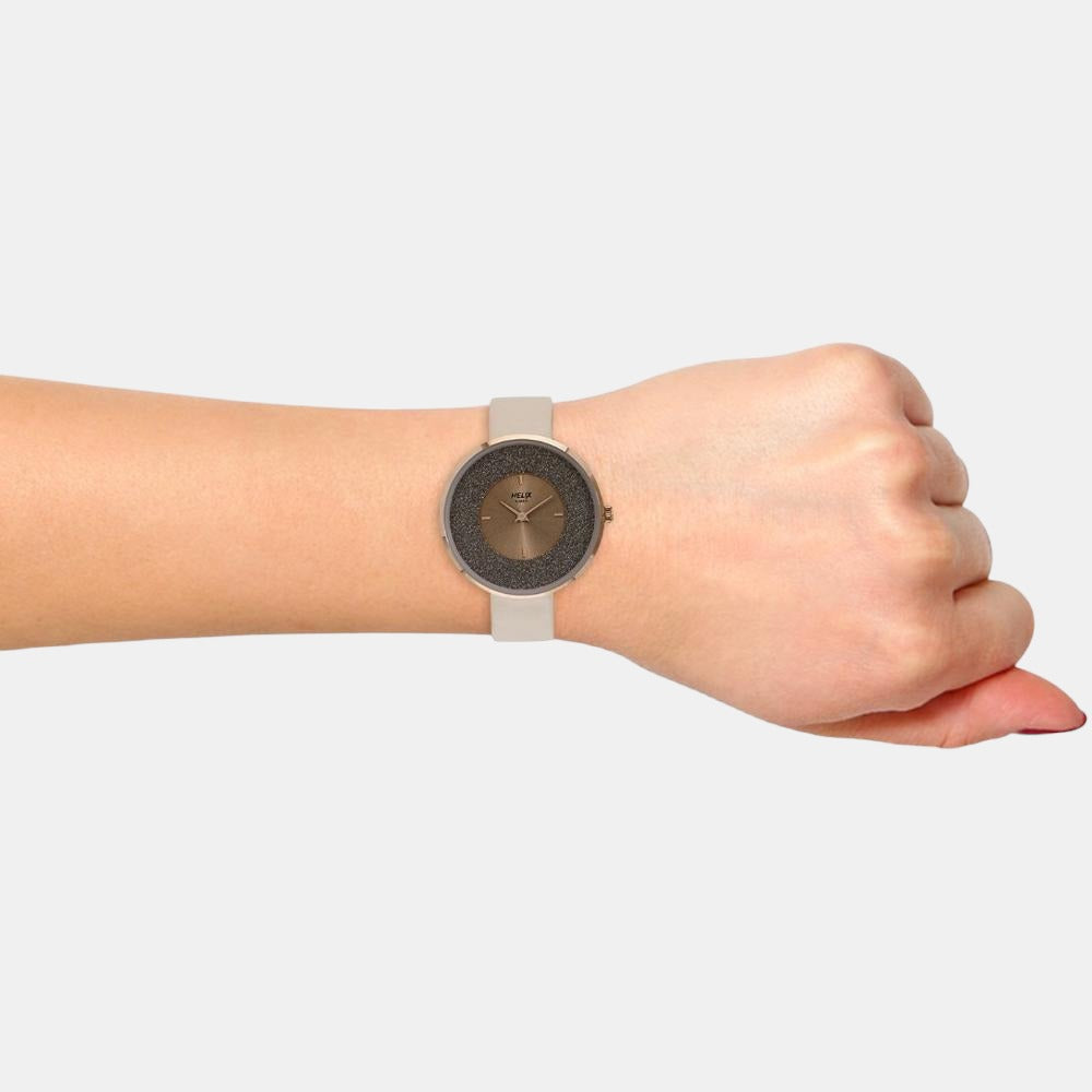 Timex Helix Quartz Rose Gold Dial Analog Leather Women's Watch, TW031H