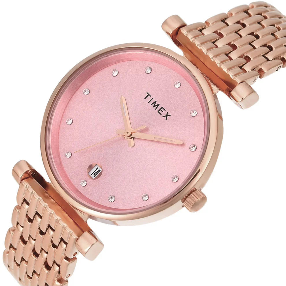 Timex Rose Gold Dial Analog Women's Watch, TWEL21601