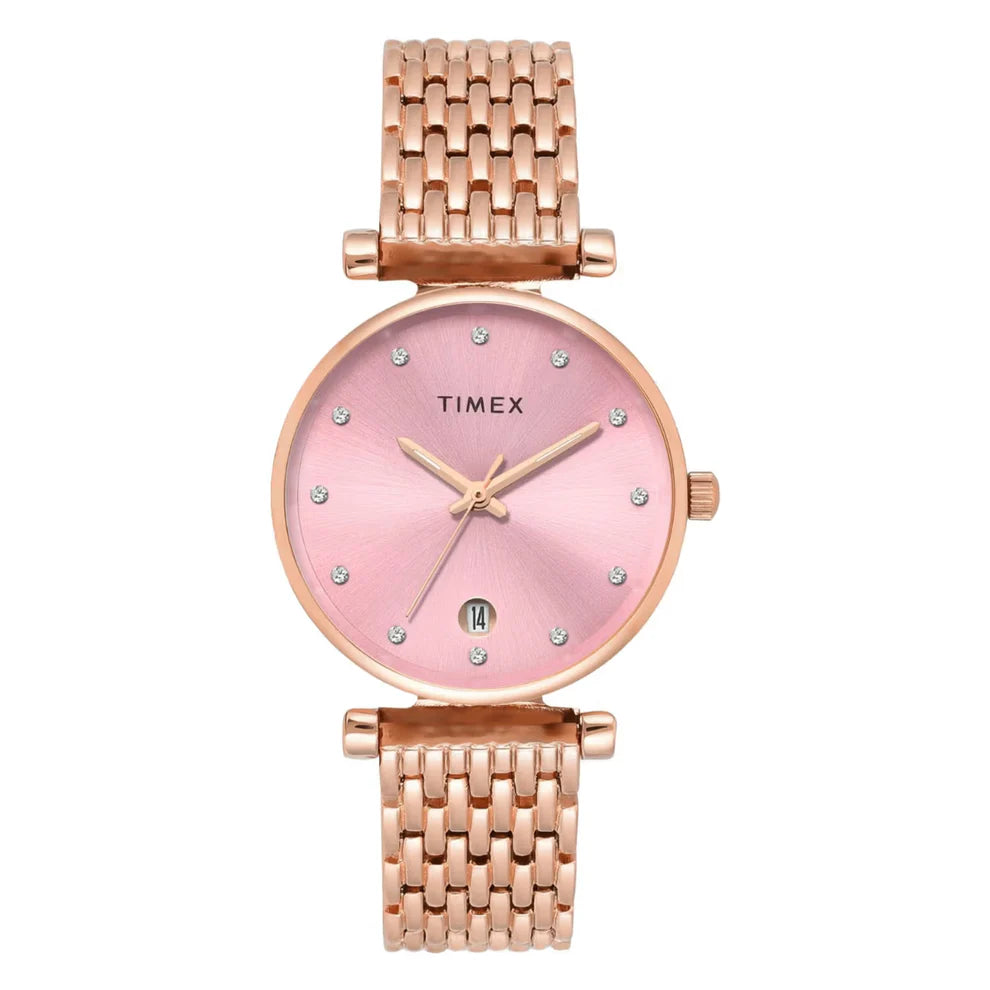 Timex Rose Gold Dial Analog Women's Watch, TWEL21601