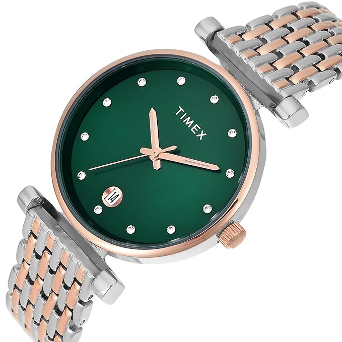 Timex Round Green Dial Analog Women's Watch, TWEL21603