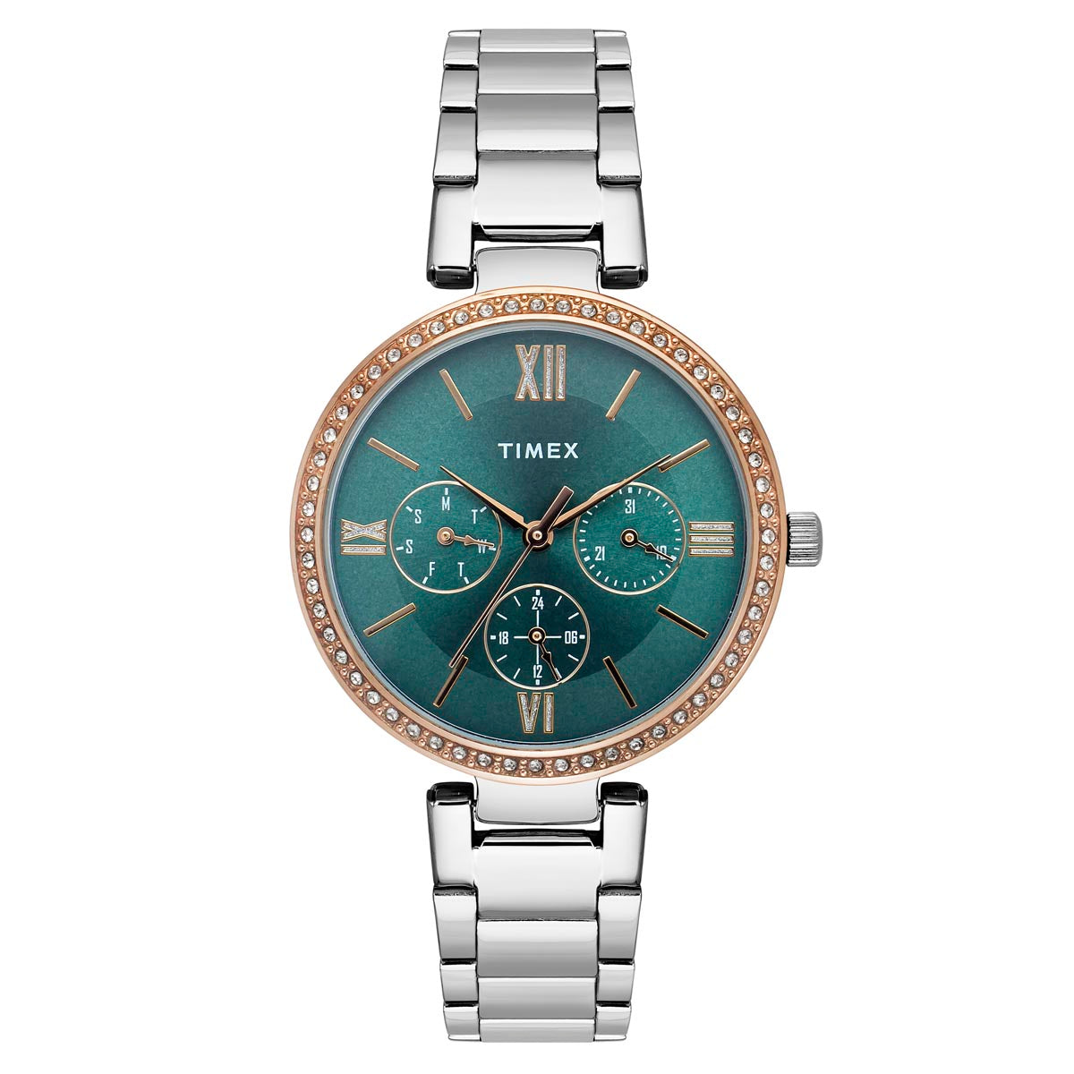 Timex Teal Round Dial Analog Women's Watch, TWEL18706 – Ramesh Watch Co