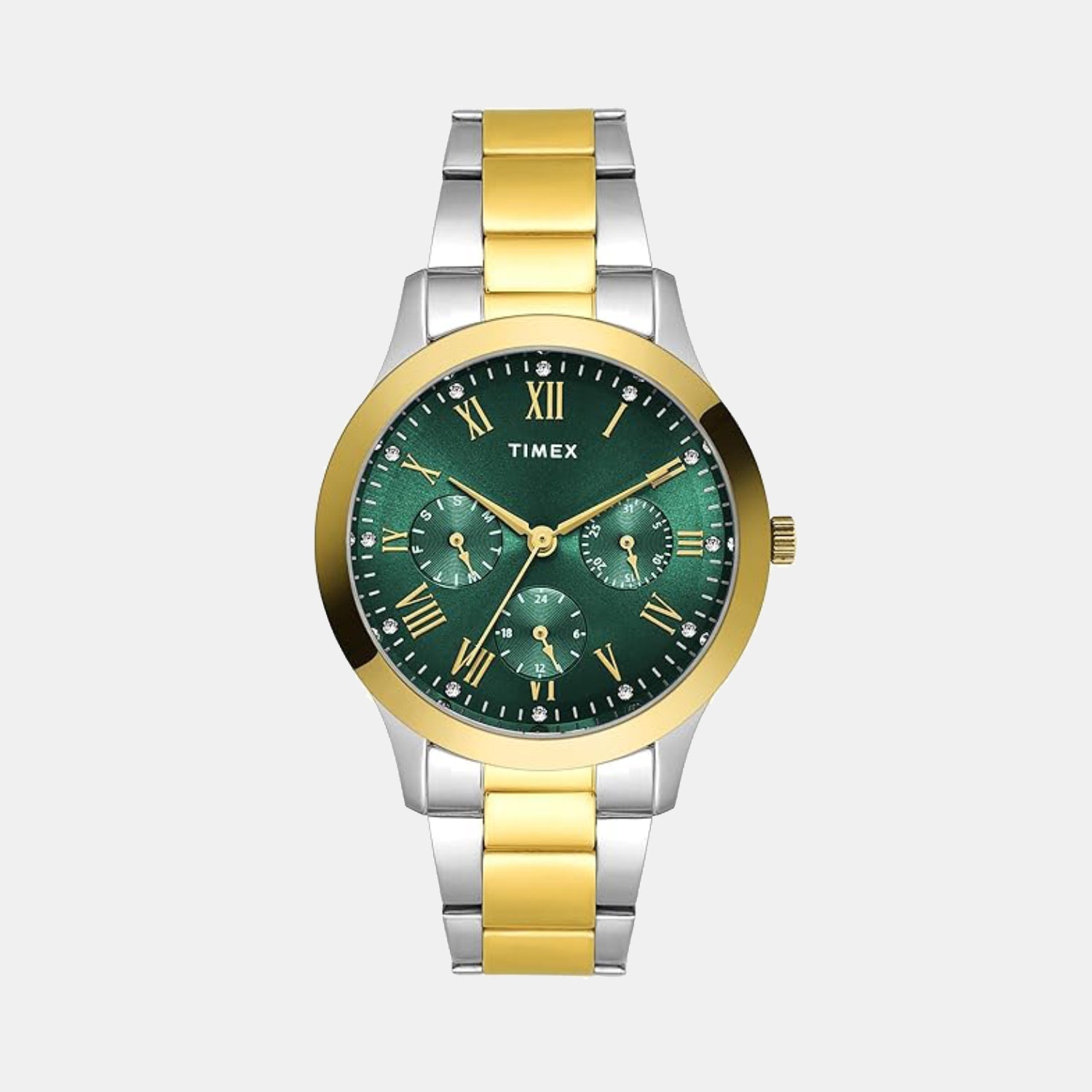 Timex Trendline Quartz Green Dial Multi-Function Stainless Steel Women ...