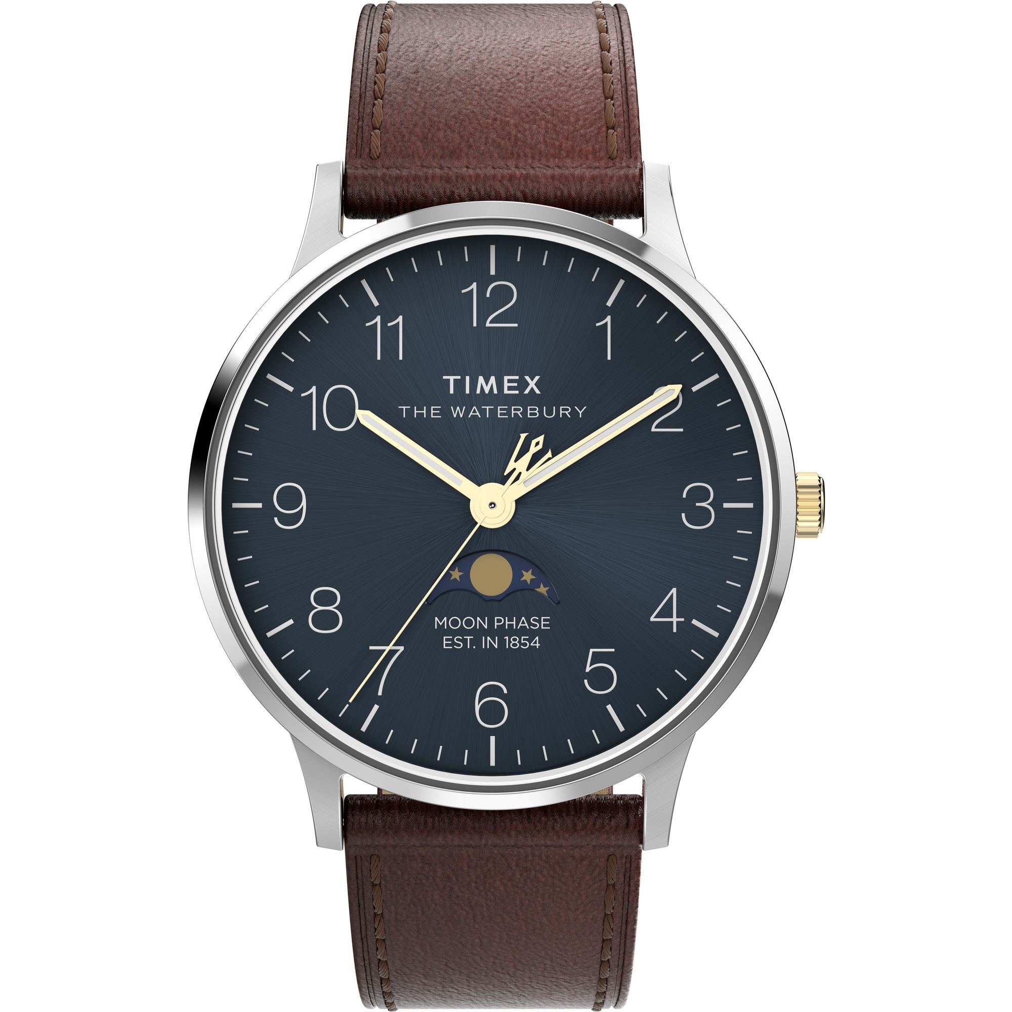 Timex Waterbury Classic Moon Phase 40mm Leather Strap Men's Watch, TW2