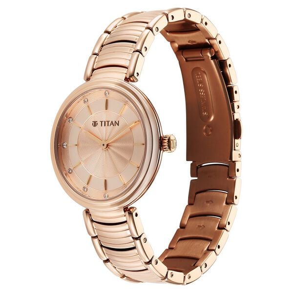 Titan Aura Quartz Analog Rose Gold Dial Rose Gold Stainless Steel Stra