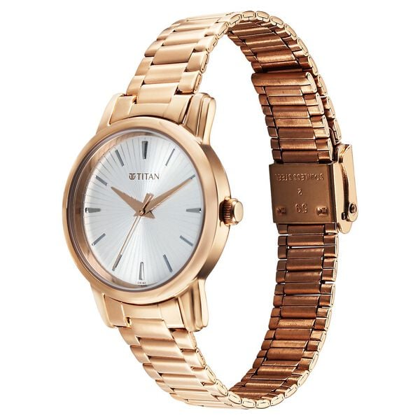 Titan Karishma Quartz Analog Silver Dial Rose Gold Stainless Steel Str