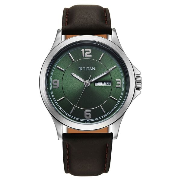 Titan Raga Neo Arabic Analog with Day Date Green Dial Brown Leather St