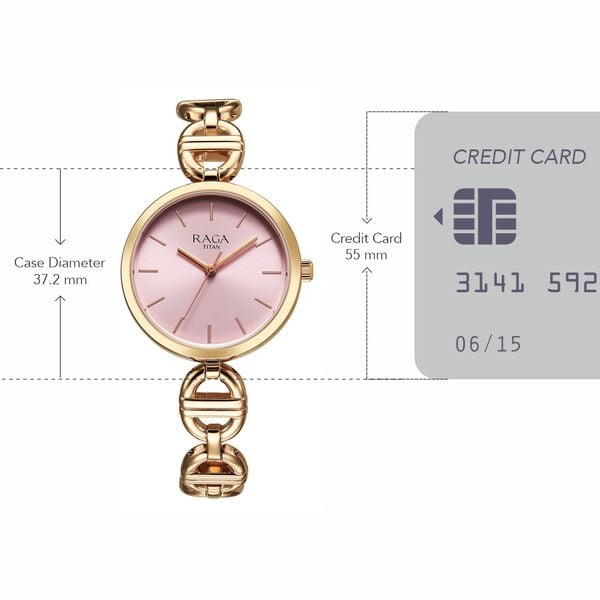 Titan Raga Quartz Analog Rose Gold Dial Metal Strap For Women's Watch,